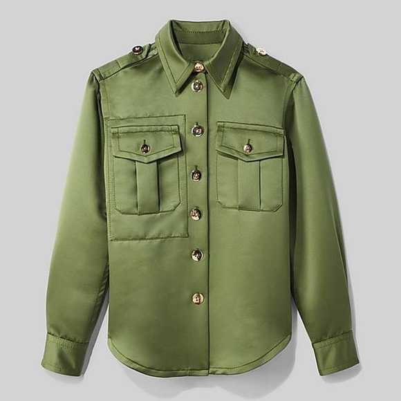 Marc Jacobs | Tops | The Marc Jacobs The Military Shirt In Green Satin ...